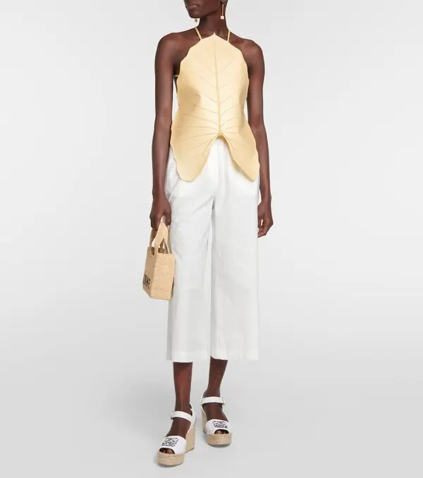 Loewe Anagram Wedge Leather Espadrilles