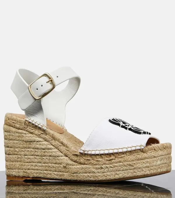 Loewe Anagram Wedge Leather Espadrilles