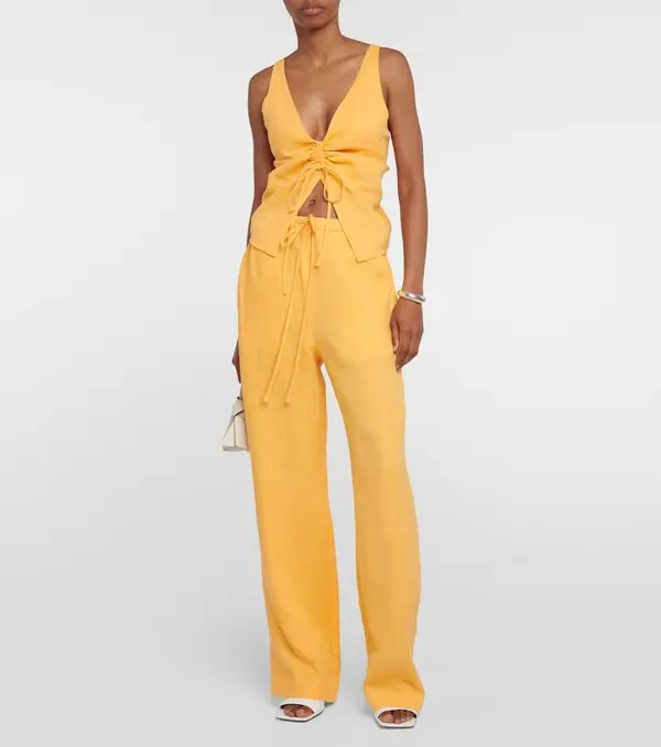 Nanushka Straight-leg Linen Pants - Orange