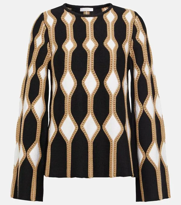 Chloé Intarsia Wool And Silk Sweater - Brown
