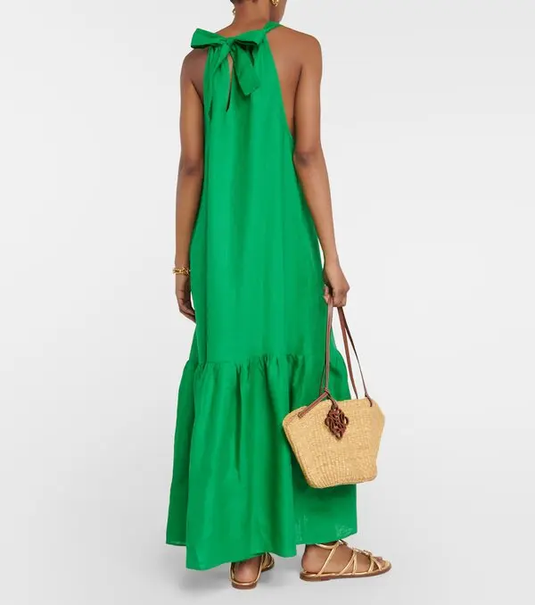Asceno Ibiza Linen Maxi Dress - Green - 30% Off | Editorialist