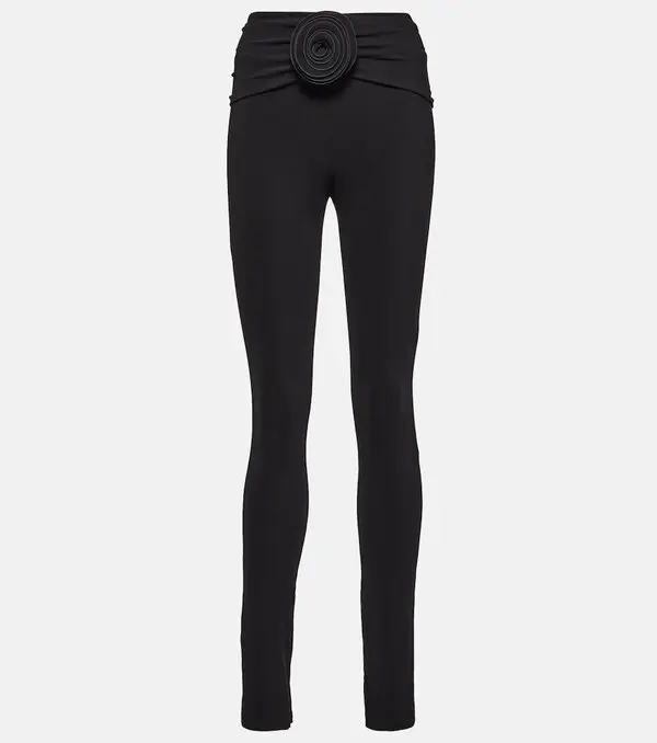 Magda Butrym Floral-appliqué Jersey Slim Leggings - Black