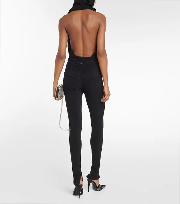 Magda Butrym Floral-appliqué Jersey Slim Leggings - Black