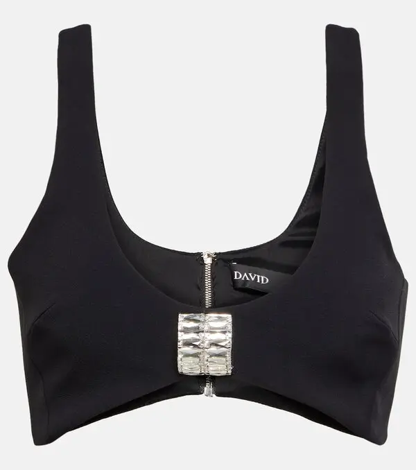 David Koma Embellished Cady Bra Top - Black
