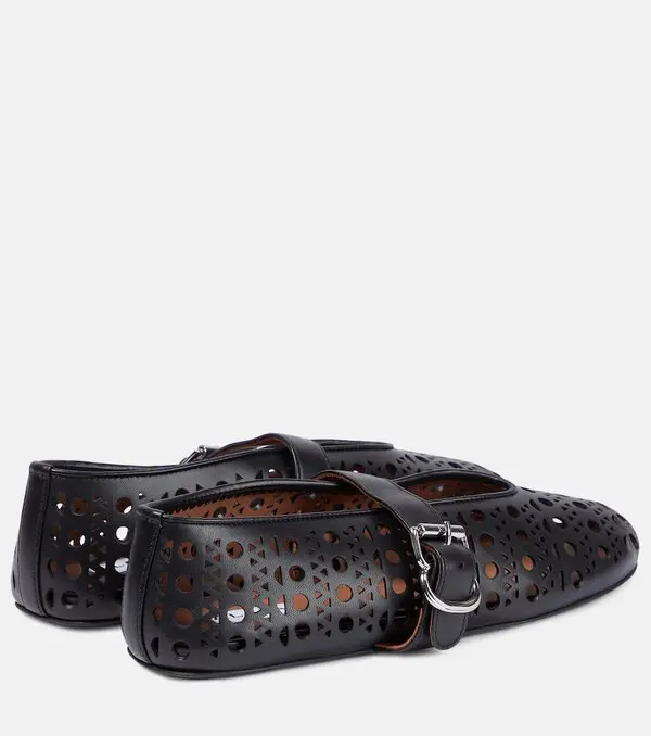 Alaïa Vienne Laser-cut Leather Ballet Flats - Black