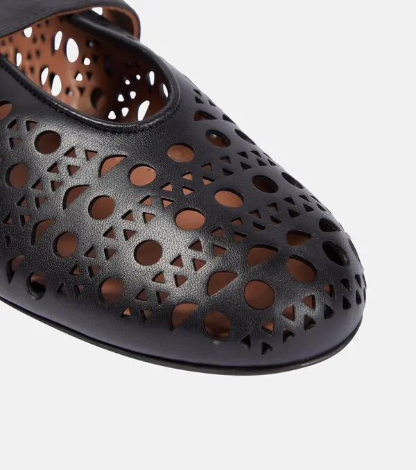Alaïa Vienne Laser-cut Leather Ballet Flats - Black