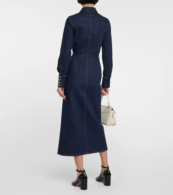 white christmas dresses MM6 Maison Margiela // Blue V-Neck Denim Dress – VSP Consignment