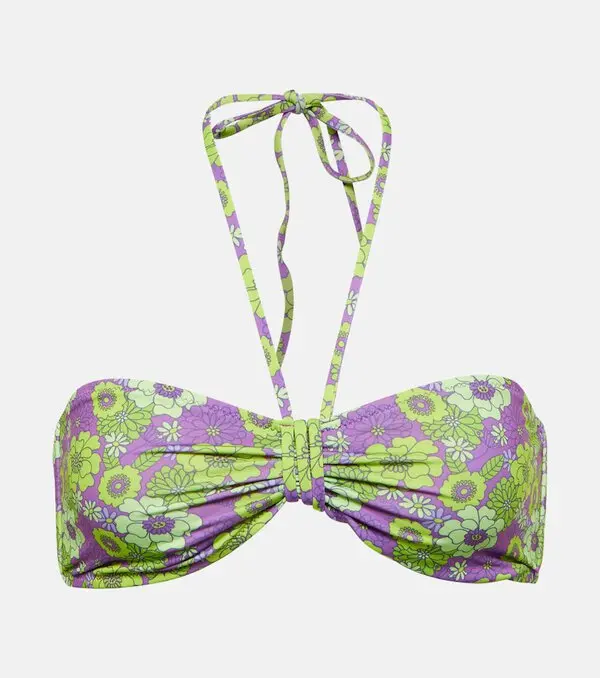 BANANHOT Alin Floral Halterneck Bikini Top - Purple