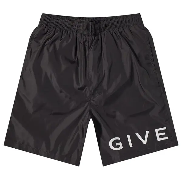 Givenchy Logo Long Swim Shorts - Black/white