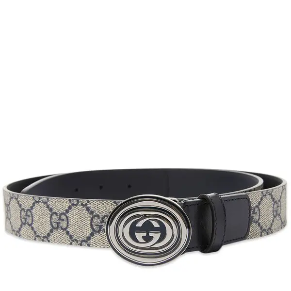 Gucci Gg Supreme Oval Buckle Belt - Beige | Editorialist display picture 1