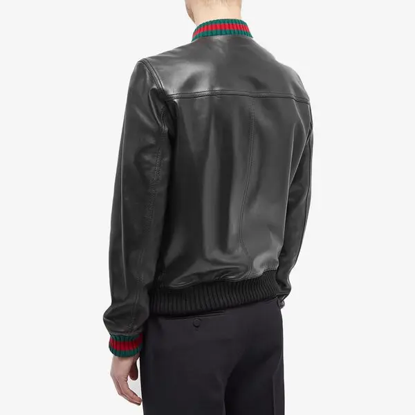 Gucci Taped Leather Bomber Jacket