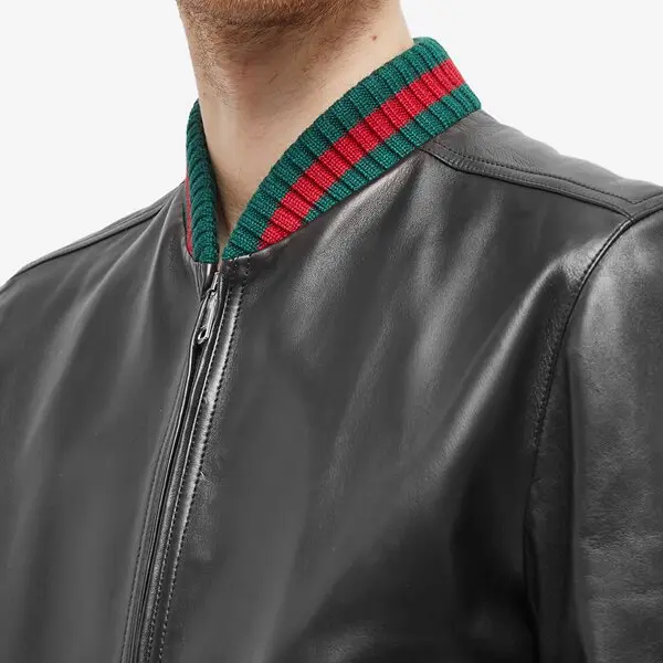 Gucci Taped Leather Bomber Jacket