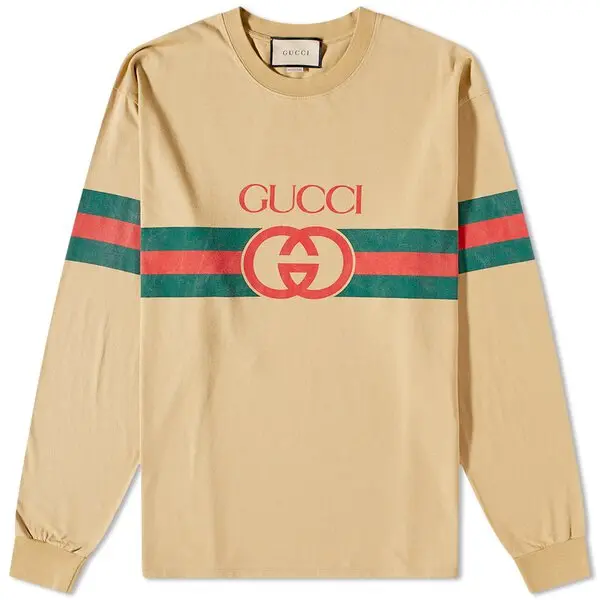 Gucci Long Sleeve New Logo T-Shirt - Camel | Editorialist