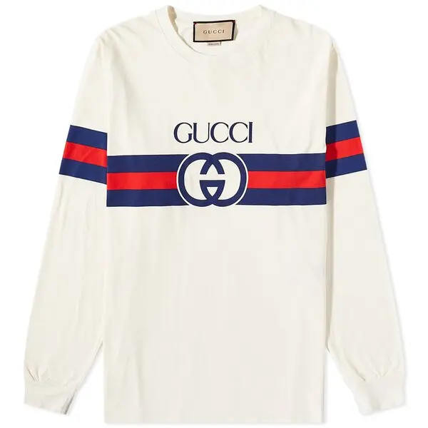 Gucci Long Sleeve New Logo T-Shirt In White - 48% Off