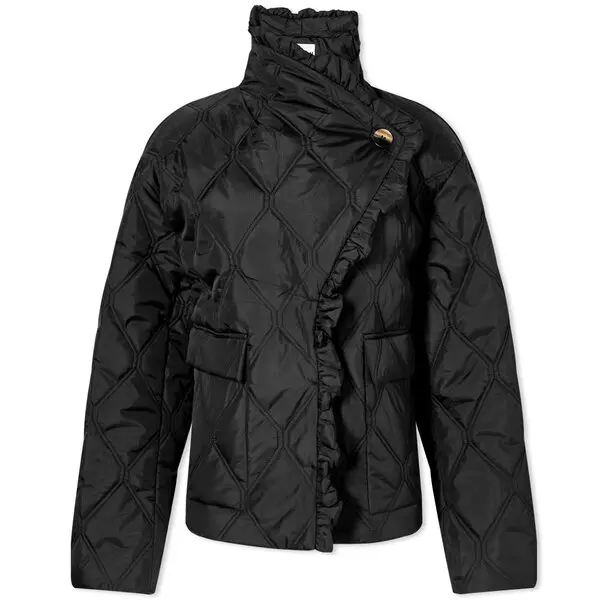 GANNI Ripstop Quilt Frill Edge Jacket