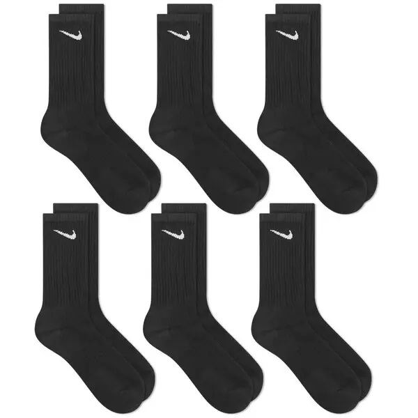 Nike Cotton Cushion Crew Socks 6 Pack - Black/white