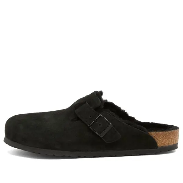 BIRKENSTOCK Boston Fur Clog - Black Suede