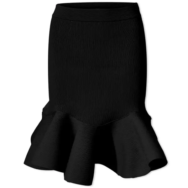 Alexander Mcqueen Ruffle Rib Mini Skirt - Black | Editorialist