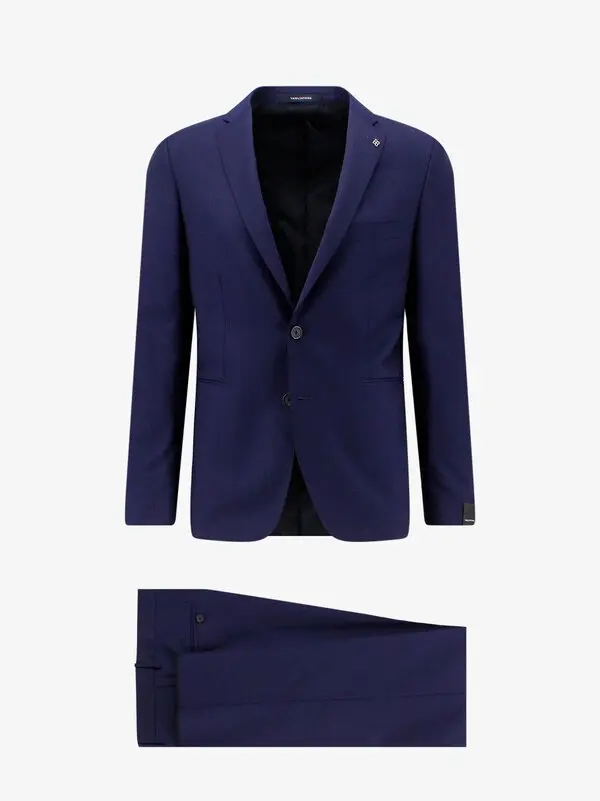 Tagliatore Virgin Wool Suit With Removable Iconic Brooch - Blue