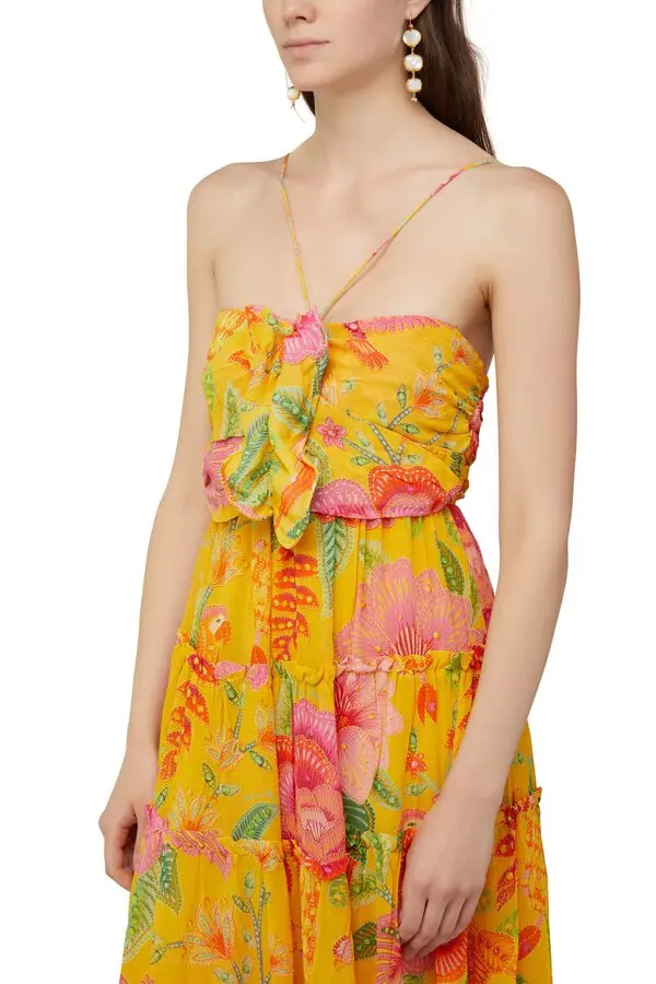 Farm Rio Macaw Bloom Long Dress - Macaw_bloom_yellow | Editorialist