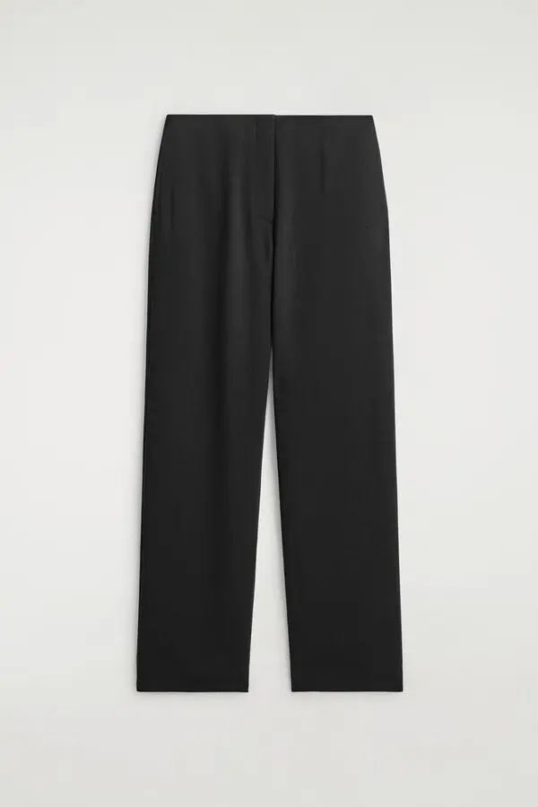 Cos Tailored Straight-leg Pants In Recycled Polyester - Black
