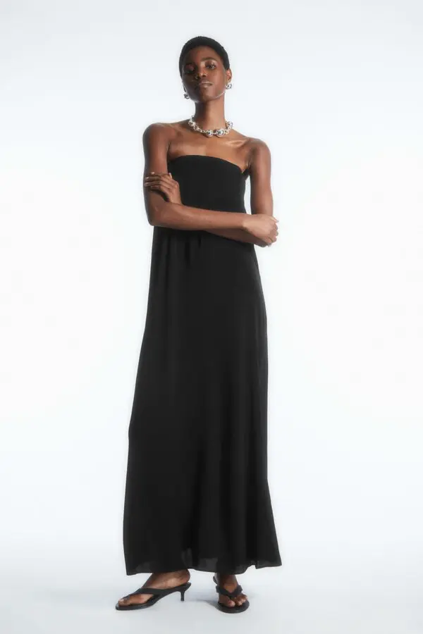 cos knitted bandeau maxi dress black Pleated In - 60% Off Sale Girls Clothing