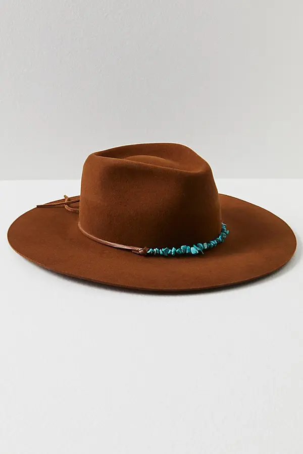 LOVELY BIRD Montana Felt Hat With Turquoise