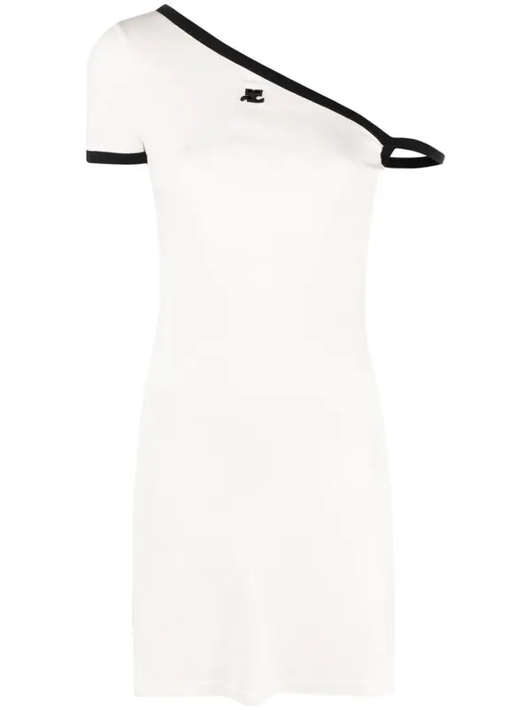 COURREGES Logo-patch Asymmetric Minidress - White
