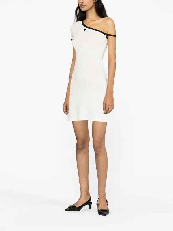 COURREGES Logo-patch Asymmetric Minidress - White