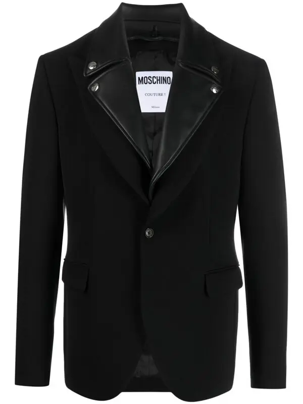 Moschino Faux-leather Notched-lapels Blazer