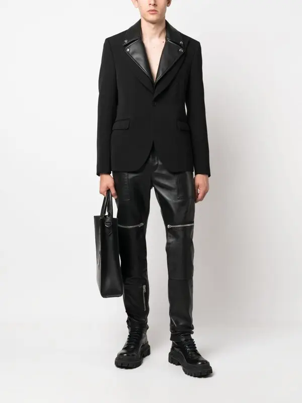 Moschino Faux-leather Notched-lapels Blazer