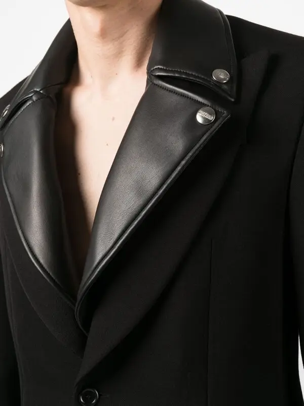 Moschino Faux-leather Notched-lapels Blazer