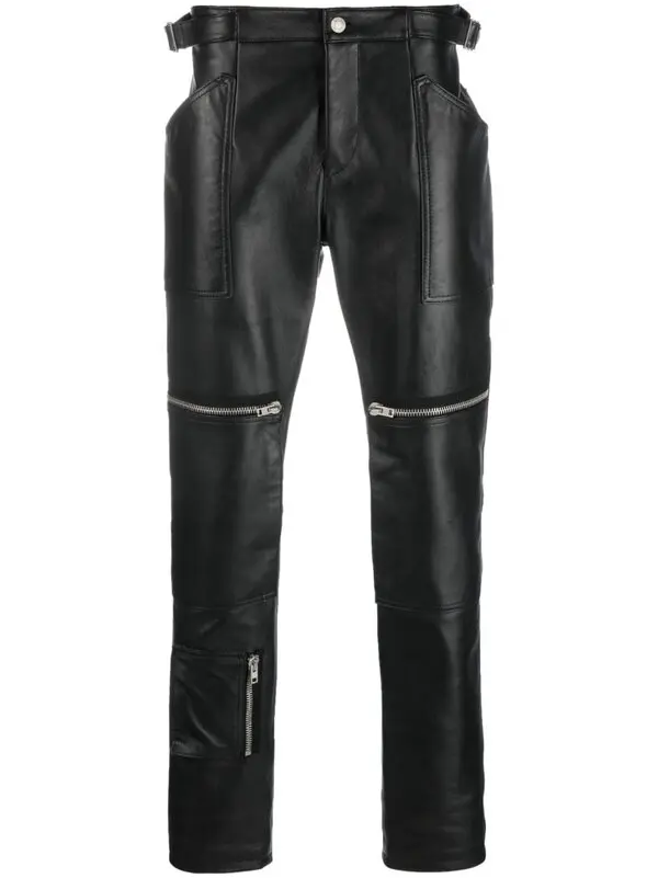 Moschino Zip-detail Fitted Leather Trousers