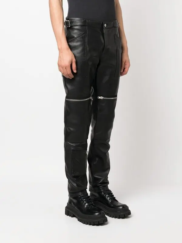 Moschino Zip-detail Fitted Leather Trousers