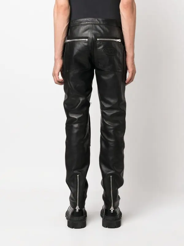 Moschino Zip-detail Fitted Leather Trousers