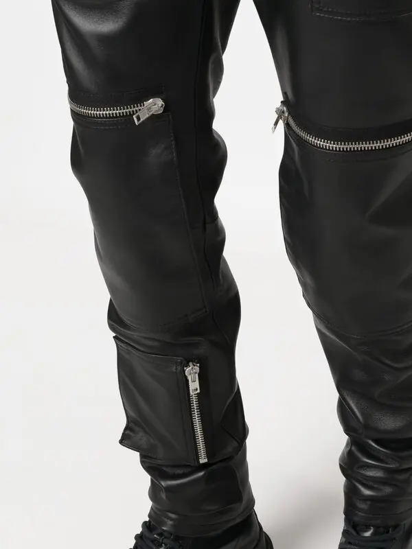 Moschino Zip-detail Fitted Leather Trousers
