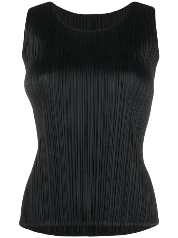 Issey Miyake Plissé Scoop-neck Vest - Black