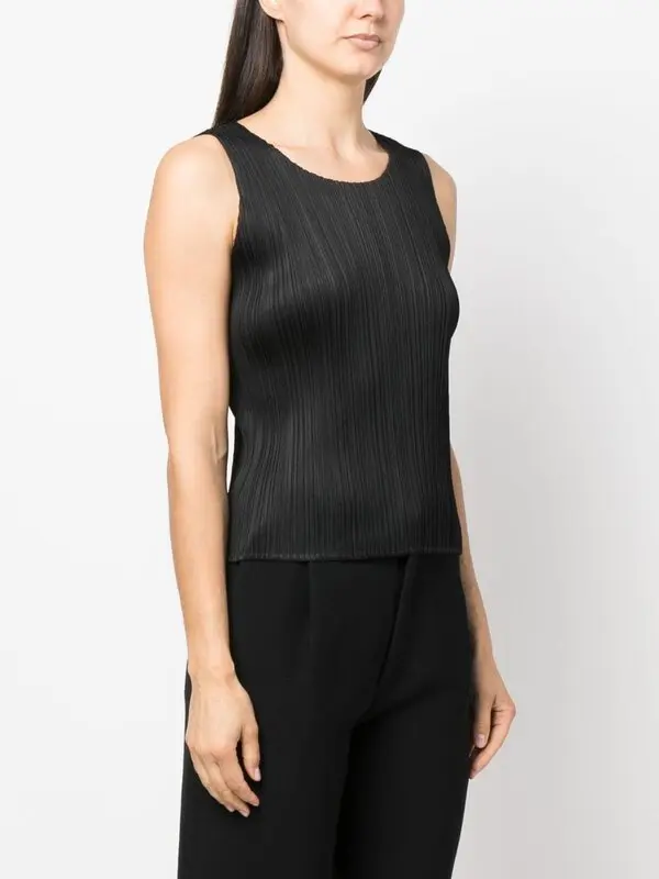 Issey Miyake Plissé Scoop-neck Vest - Black