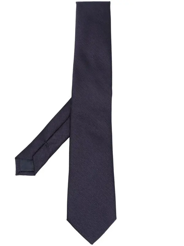 Giorgio Armani Textured Pointed-tip Silk Tie - Blue