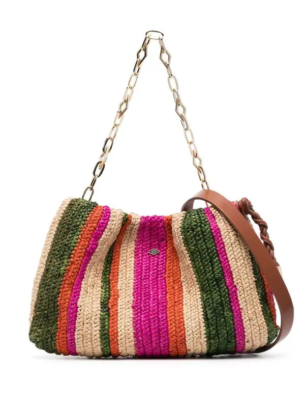 Ba&Sh June Raffia-Design Shoulder Bag - Brown | Editorialist