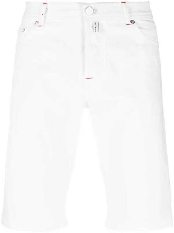 Kiton Logo-patch Denim Shorts - White
