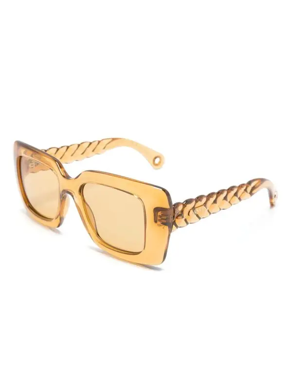 LANVIN Braided-arms Rectangle-frame Sunglasses