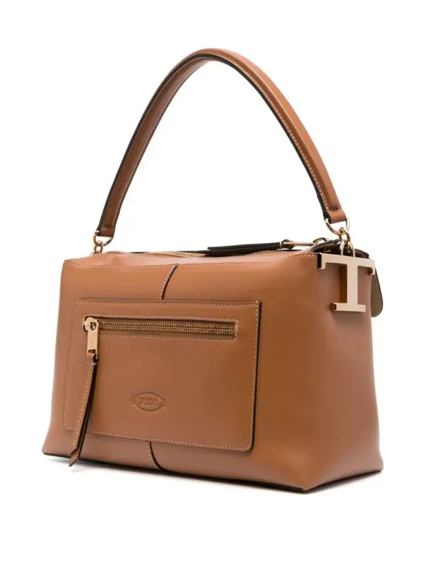 トートバッグ Tod's Spacious Textured Brown Handbag With Central Clasp Tod's Spacious Textured Brown Handbag With Central Clasp Bag