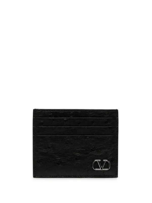 Valentino Garavani Vlogo Signature Leather Card Holder - Black