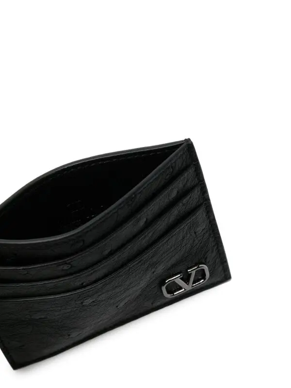 Valentino Garavani Vlogo Signature Leather Card Holder - Black