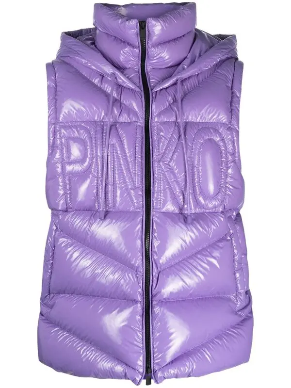 Pinko Quilted Hooded Gilet - Purple