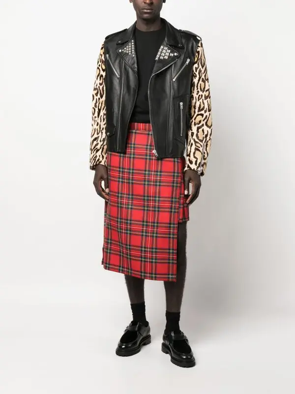 Moschino Checked Virgin Wool Asymmetrical Hem Skirt