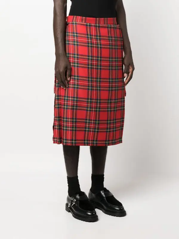 Moschino Checked Virgin Wool Asymmetrical Hem Skirt