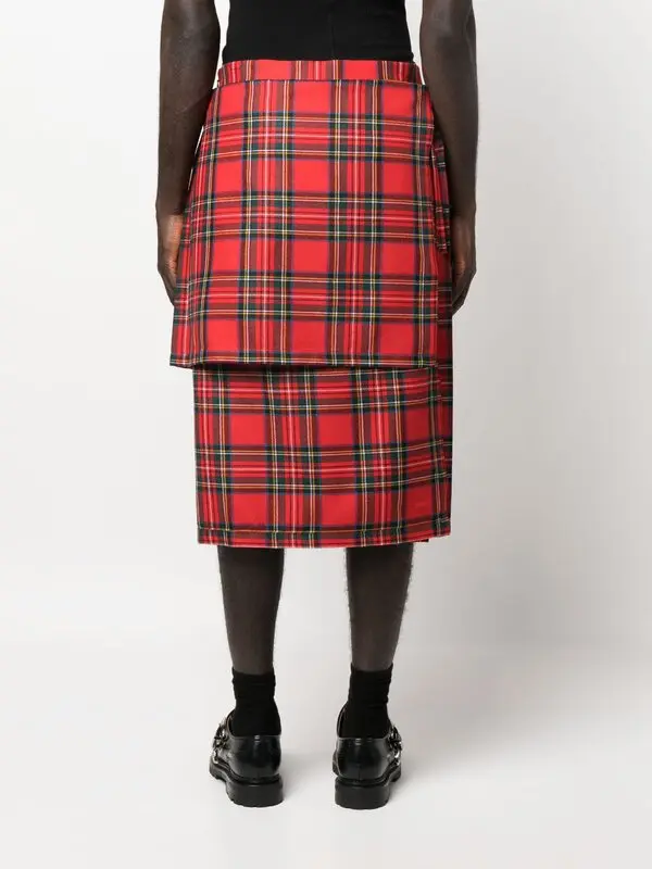 Moschino Checked Virgin Wool Asymmetrical Hem Skirt
