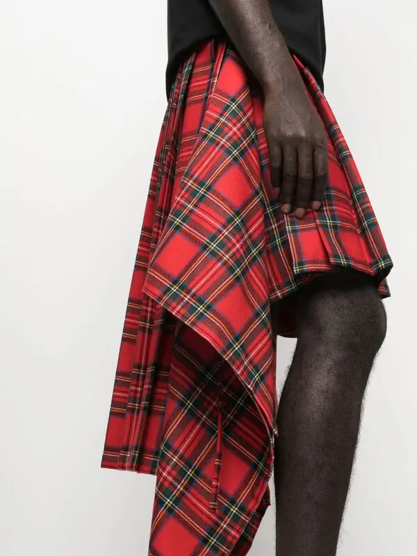 Moschino Checked Virgin Wool Asymmetrical Hem Skirt